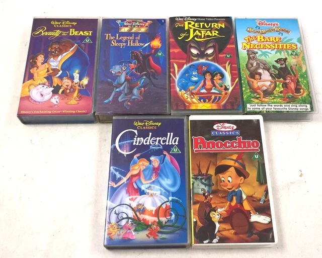 6 DISNEY U Cert. VHS Format Films Pinocchio Cinderella Beauty And The Beast #254 £9.99 - PicClick UK