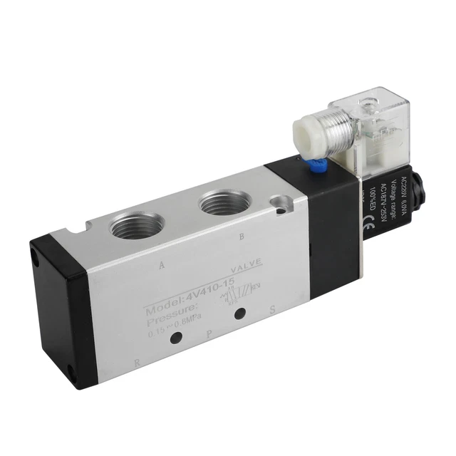 PNEUMATIC ELECTRIC SOLENOID Air Valve 4V410-15 AC 220V 2 Position 5 Way PT 1/2"\ £21.58 ...