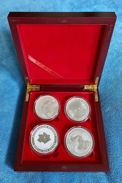PERTH MINT 2022 AUSTRALIAN 4x 1oz .9999 Silver Bullion Coins in Display ...