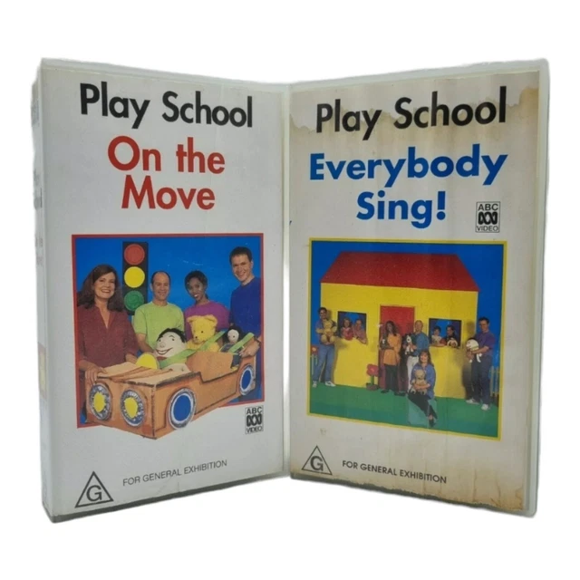 PLAY SCHOOL 2 VHS Tape Pack. ABC For Kids. On the Move + Everybody Sing ...