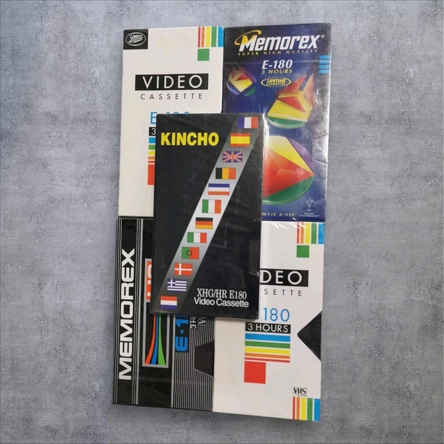BUNDLE 5X BLANK VHS Tapes Sealed Memorex Kincho Boots E-180 3hr PAL SHQ New £11.99 - PicClick UK