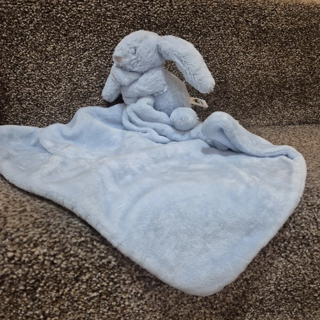JELLYCAT BASHFUL BUNNY Rabbit Blue Baby Blanket Comforter Soother £22. ...