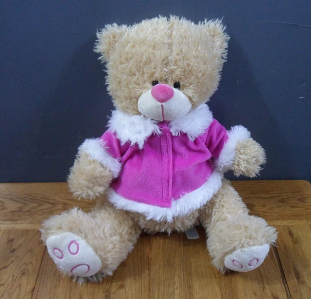 CUDDLES COLLECTION TEDDY Bear In Pink Fur Trimmed Dress 16" Soft Toy £5 ...