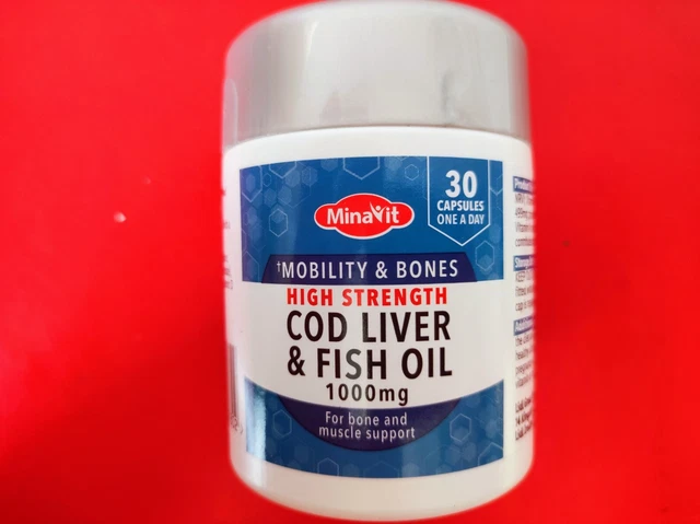 MINAVIT COD LIVER & FISH OIL 1000mg Bone & Mobility 30 Capsule HIGH ...