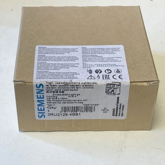SIEMENS OVERLOAD RELAY 3RU2126-4BB1 £52.56 - PicClick UK