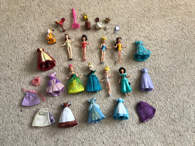 DISNEY PRINCESS MAGICLIP Magic Clip Dolls Bundle Aladdin Frozen Belle ...