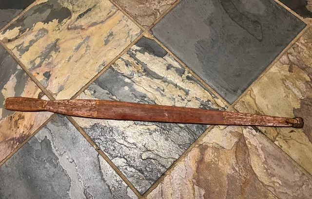 OLD ABORIGINAL WOODEN Woomera; Spear Thrower Tool Wood Carved Hunting ...