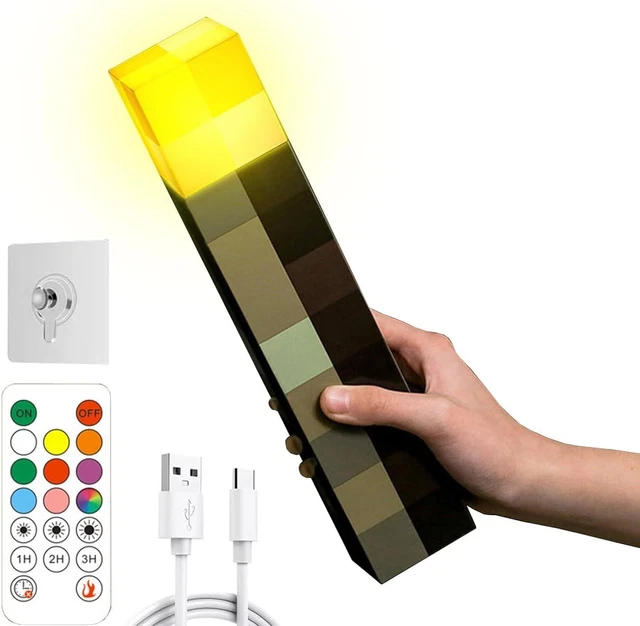 MINECRAFT TORCH LAMP Night Light Rechargeable Soft Soothing Light For ...