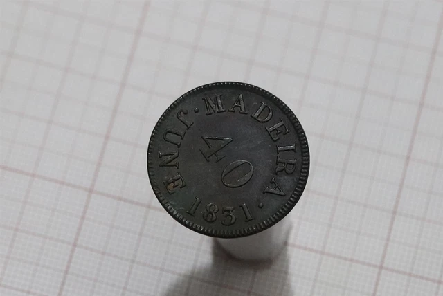 🧭 🇵🇹 PORTUGAL Madeira Token 40 Reis 1831 Diogo Adams Rare High Grade ...