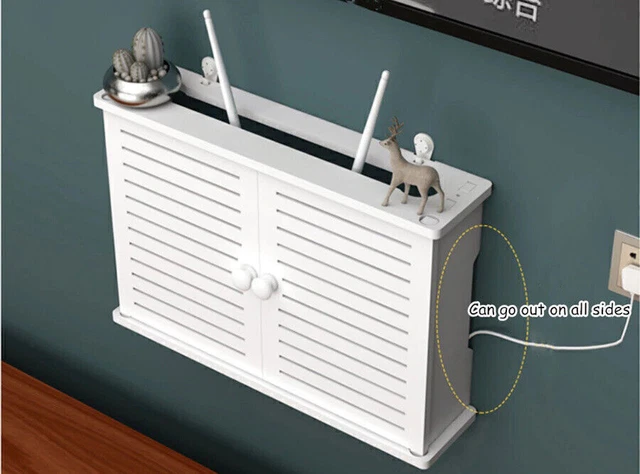 ROUTER SCHRANK KABELLOS WiFi Aufbewahrungsbox Wandmontage Router Kasten ...