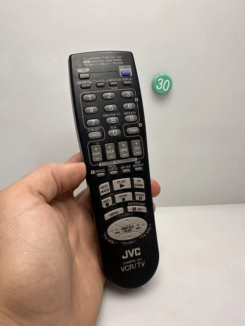 JVC REMOTE CONTROL LP20878-001 OEM Original VCR TV Black tested works ...
