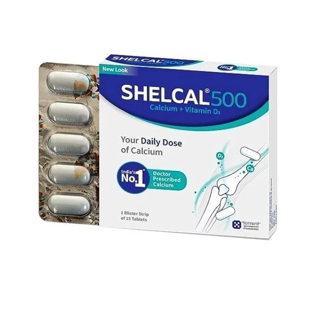 SHELCAL 500 CALCIUM+VITAMIN D3 Tablet For Bones, Joints & Muscles Care ...