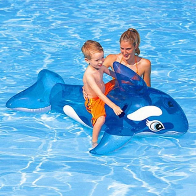 SUMMER WATER FUN Inflatable Blue Whale Shaped Pool Ride-on Swimming ...
