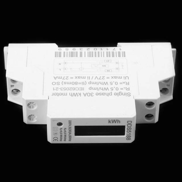 DIGITAL LCD SINGLE Phase DIN Rail Energy Meter AC220V 30A KWH Meter £11 ...