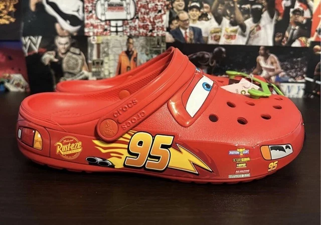 CROCS CLASSIC CLOG Cars Lightning McQueen Light Up Brand New- SIZE 12 ...