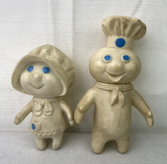 VINTAGE RUBBER TOYS 1970s Pillsbury Doughboy Poppin Fresh & Wife Poppie ...