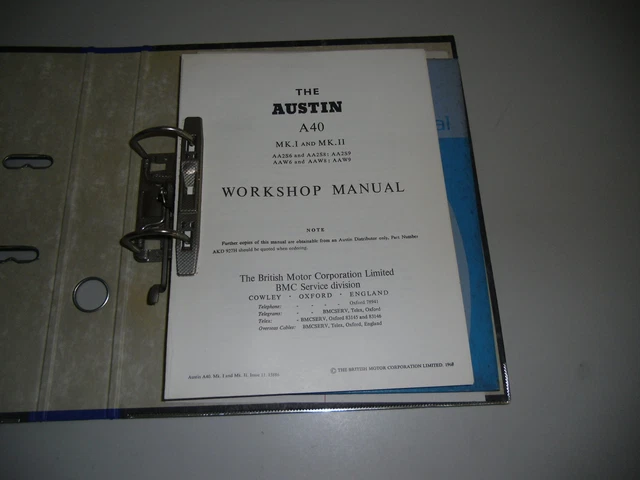 MANUEL D'ATELIER MODE D 'em Ploi Austin A40 Mk I II Support 1968 EUR 55,96 - PicClick FR