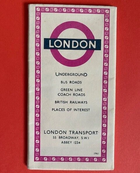 LONDON TRANSPORT UNDERGROUND/BUS/GREEN Line/British Railways map, 1961 ...