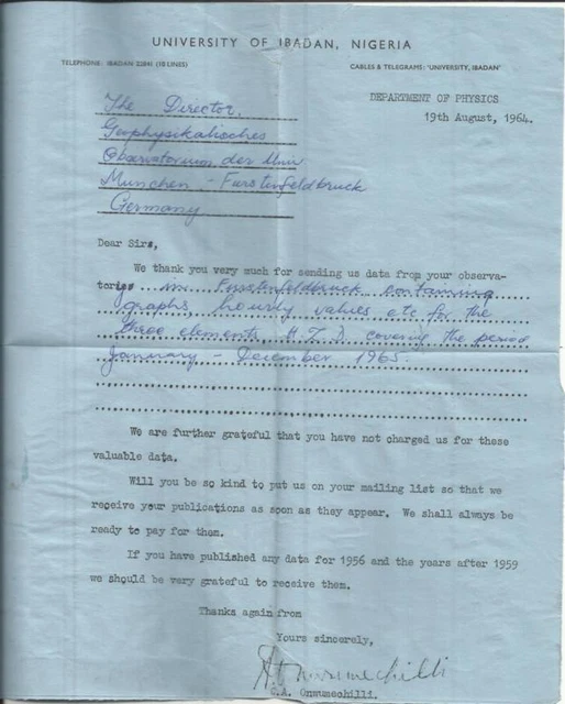 NIGERIA FORMULAR AIR LETTER "Palm Tree Postal Meter" University of ...