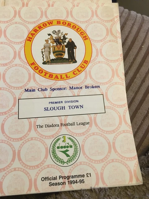 HARROW BOROUGH V Slough Town 1994/95 DL £2.49 - PicClick UK
