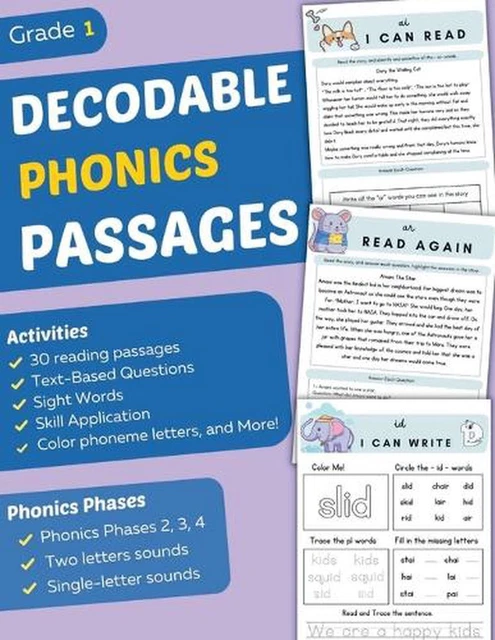 DECODABLE PHONICS PASSAGES Grade 1: Improve Reading and Comprehension ...
