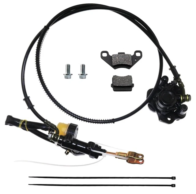 REAR HYDRAULIC BRAKE Assembly Caliper Master Cylinder Kit Go Kart Golf ...