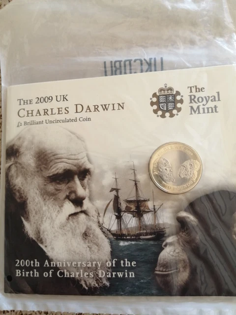 REINO UNIDO 2009. Brilliant Uncirculated Charles Darwin £2 Coin In Card ...