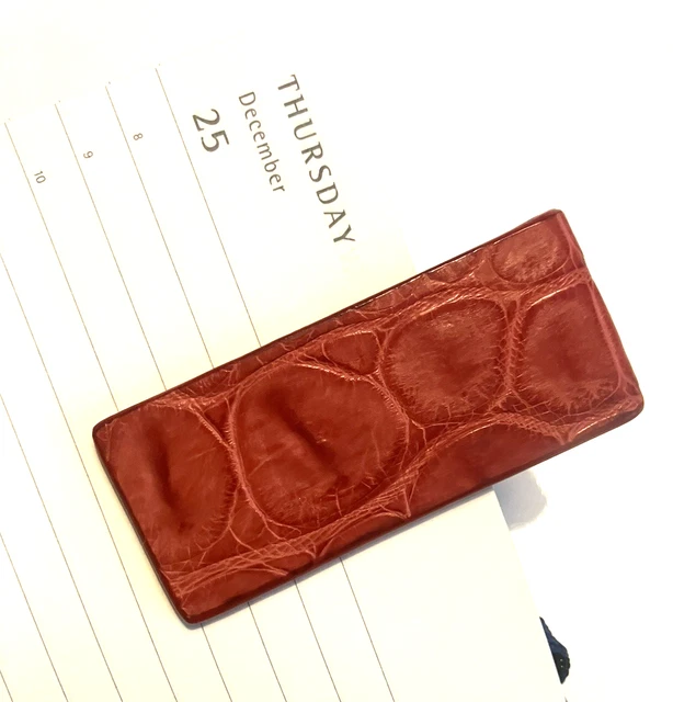 BEAUTIFUL BRIGHT RED Structured Leather Magnetic Book Mark or Money ...
