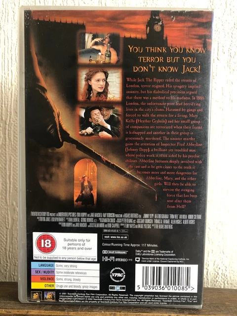 FROM HELL JOHNNY Depp VHS Video Tape £6.00 - PicClick UK
