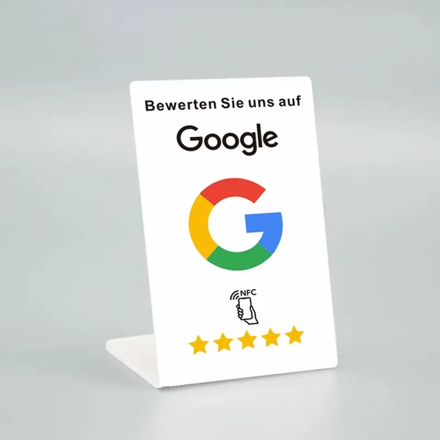 GERMAN FRENCH ARABIC Writing Google Reviews NFC Stand Tap URL Social ...