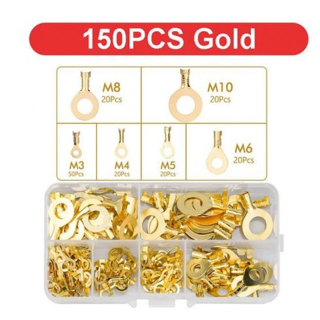 CRIMP RING FERRULE 150pcs Assortment Cable Lugs Non-insulated ...