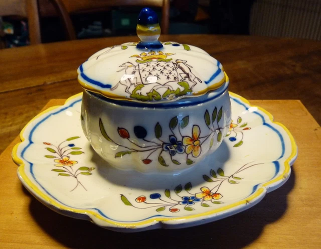 BEURRIER ANCIEN EN faïence de Desvres XIXème Fourmaintraux Frères ...