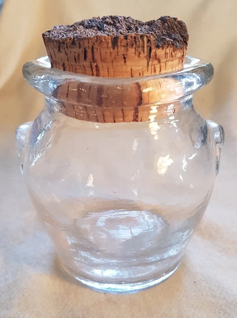 ANCIEN BOCAL AVEC bords carrés, bulles, bouchon liège H 12 cm EUR 12,00 ...