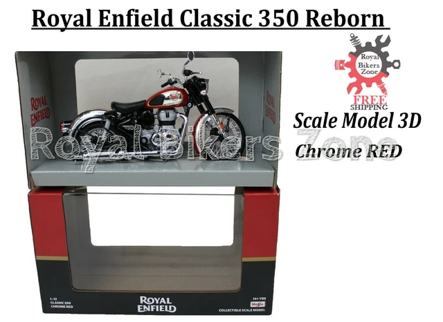 ROYAL ENFIELD NEW CLASSIC 350 ReBorn CHROME RED SCALE MODEL £45.79 ...