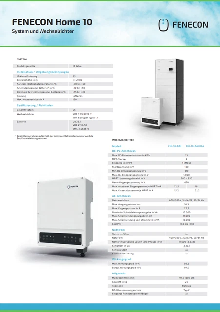 FENECON HOME 10 kW mit 8.8 kWh Batteriespeicher - 3-phasig ...