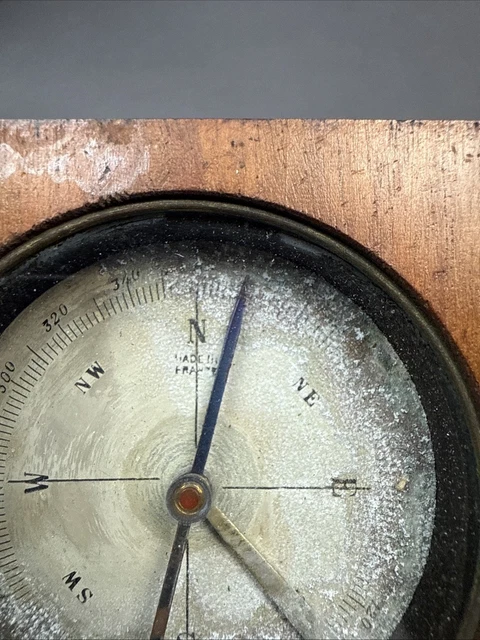 VINTAGE ANTIQUE WORKING 1800s COMPASS in Wood Case, Made in France ...
