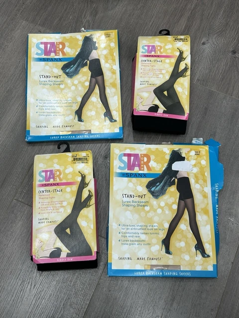 SPANX 4 PAIRS Center Stage Shaping Tights & Lurex Backseam Shaping ...