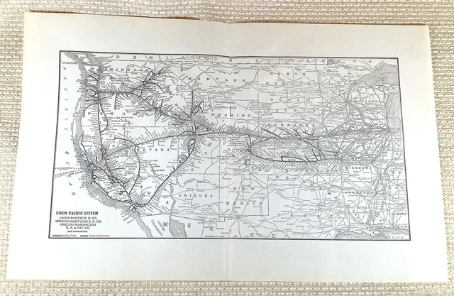 1916 ANTIQUE RAILWAY Map The Union Pacific Railroad America Oregon ...