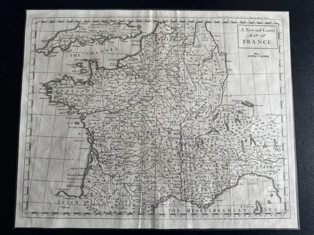 LARGE ANTIQUE 18TH Century Rare Engraving / Map / Plan / Print France £ ...