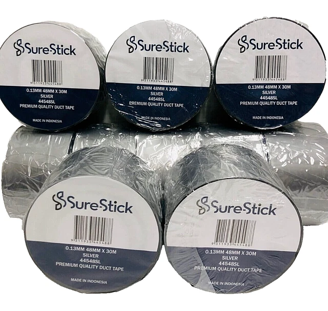 10 ROLLS OF Sure-Stick Silver PVC Duct -Sealing-Joining Tape 48MM x 30M ...