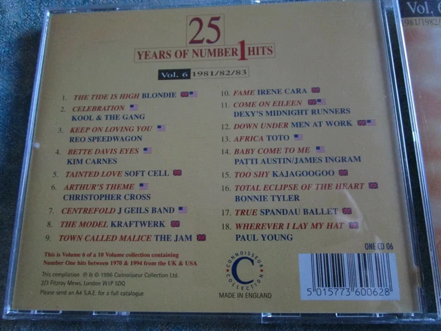 25 YEARS OF Number 1 Hits Vol. 6 1981-82-83 Connoisseur Collection UK ...