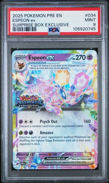 2025 POKEMON PRE En-Prismatic Evolutions Surprise Box Exclusive Espeon ...