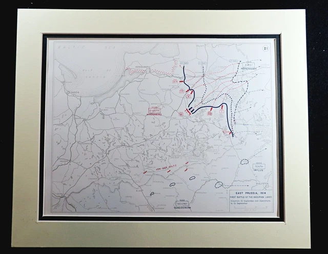WW1 MAP THE Eastern Front Battle of the Masurian Lakes East Prussia ...