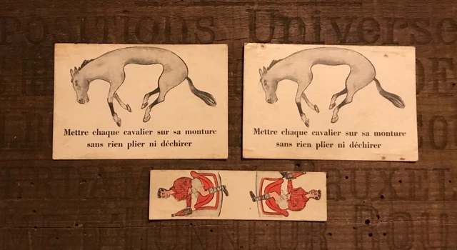 ANCIEN JEU CAVALIER CHEVAUX jouet reflexion rare casse tete old antique ...