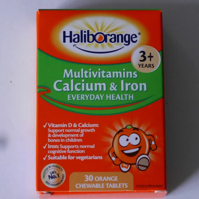 HALIBORANGE MULTIVITAMINS CALCIUM Iron 3+ Years 30 Chewable Tablets BBE ...