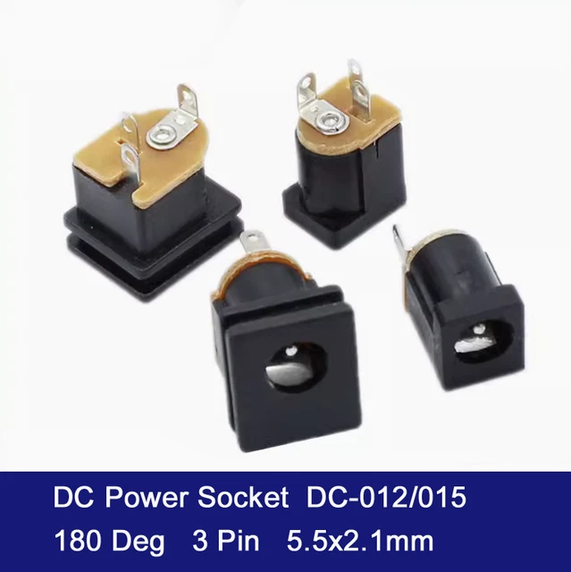 DC POWER SOCKET DC-012/015 Square Panel Installation 180 Deg 3 Pin 5 ...