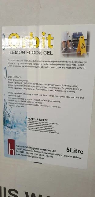 ORBIT LEMON GEL Floor Cleaner Concentrate Refreshing Lemon Perfume 5L ...