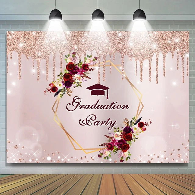 ROSE GOLD BOKEH Floral Graduation Party Backdrop $36.09 - PicClick AU