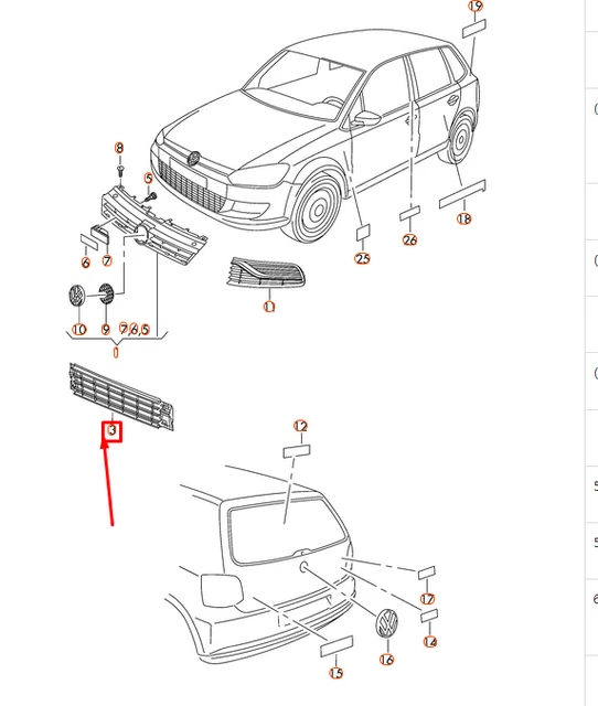 VW POLO 6R Front Bumper Center Vent Grille R-Line 6C0853677J041 NEW ...