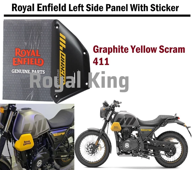 ROYAL ENFIELD &GRAPHITE Yellow Scram 411" Left "Side Panel With Sticker ...
